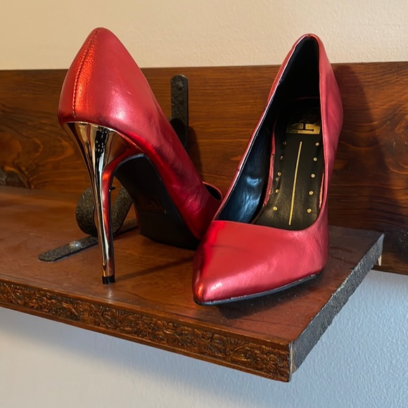 RAH | Shoes | New Metallic Red Stilettos With Gold Heel | Poshmark